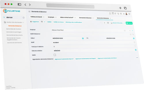 Fonctionnalités – Acurtime